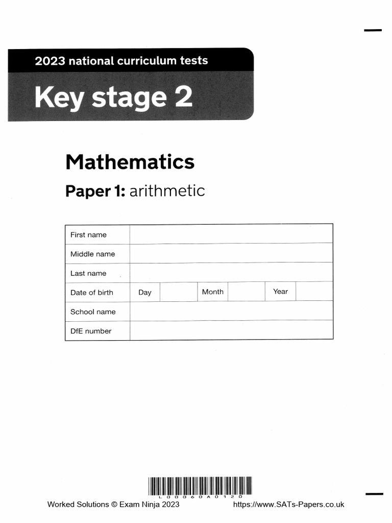 ks2 Mathematics 2023 Paper 1 Worked Solutions | PDF