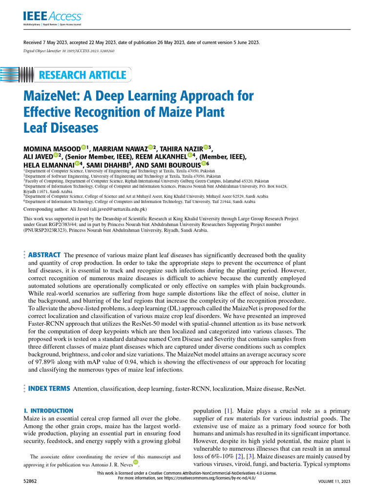 MaizeNet A Deep Learning Approach For Effective Recognition of Maize Plant Leaf Diseases | PDF
