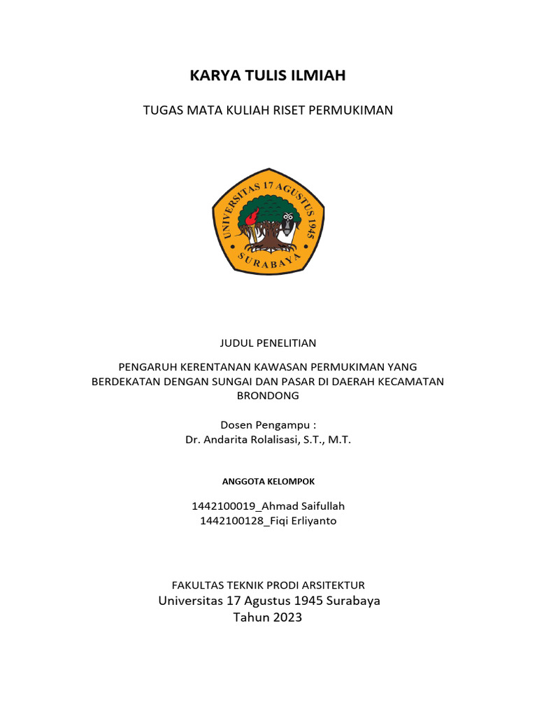 Ahmad Saifullah - ETS - Progress - Riset Permukiman | PDF