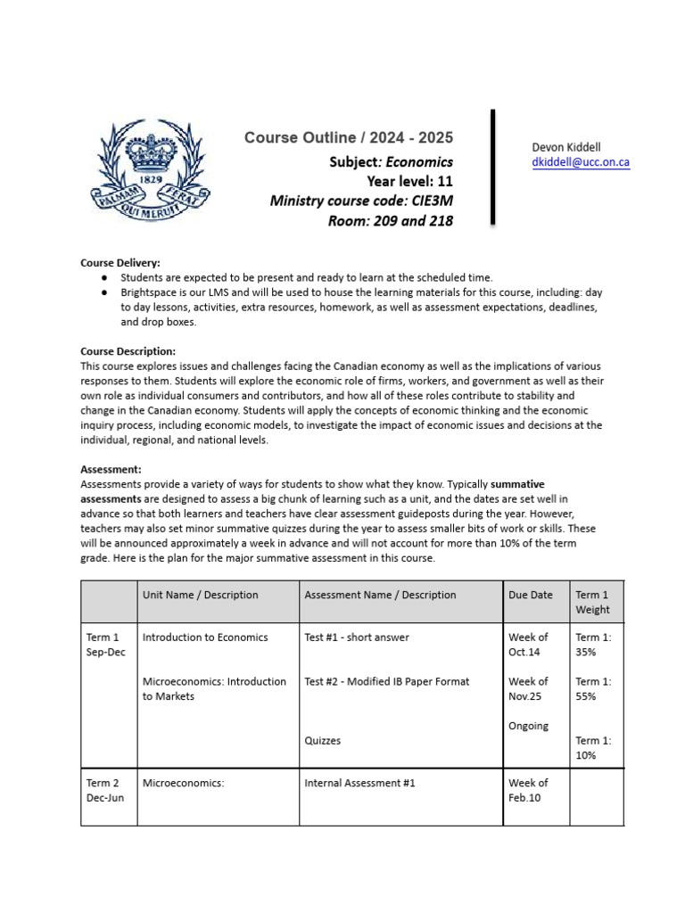 CIE3M Course Outline, 2024-25 | PDF