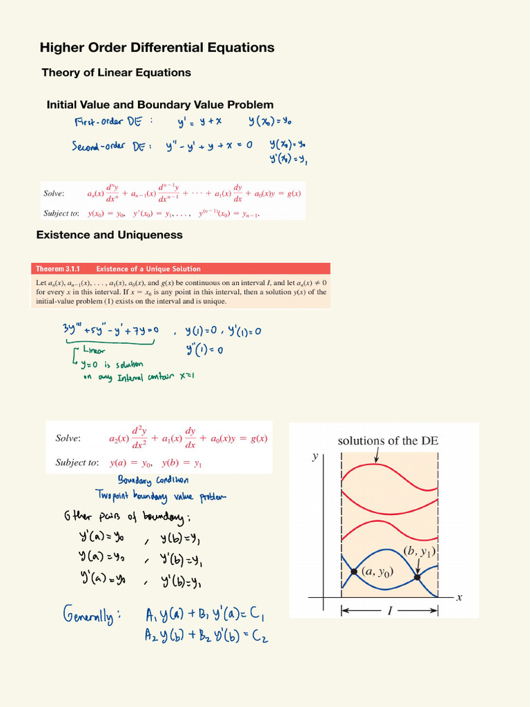 Eng Math Notes 112 CH 3 Intro To Higher ODE and Reduction of Order | PDF