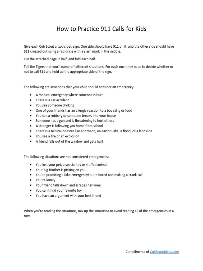 How To Practice 911 Calls For Kids | PDF | Emergency