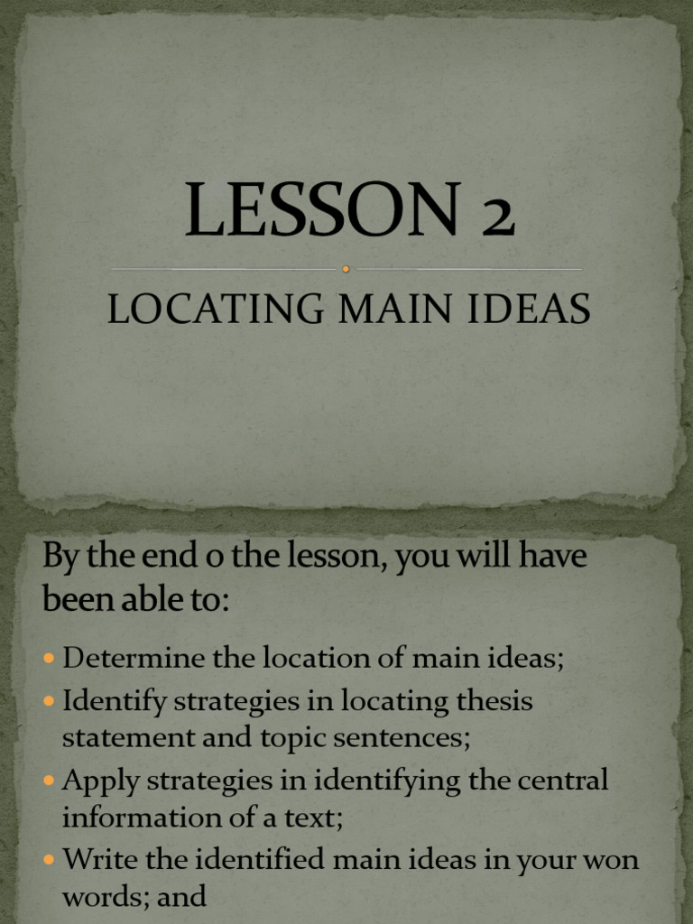 Lesson 2 Main Ideas | PDF