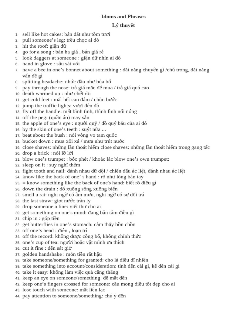 Idoms and Phrases | PDF
