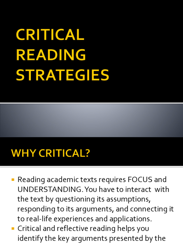 Eapp Critical Reading Strategies | PDF