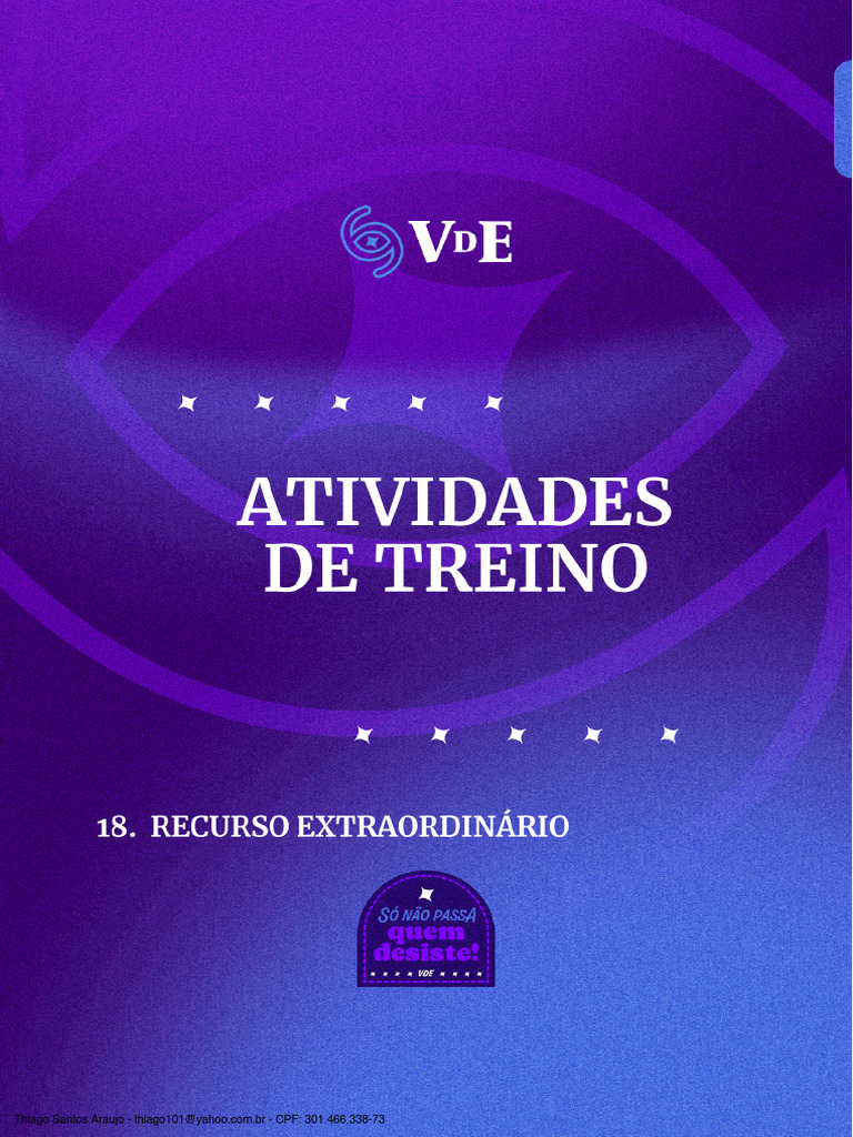 Atividades de Treino - Recurso Extraordinário | PDF