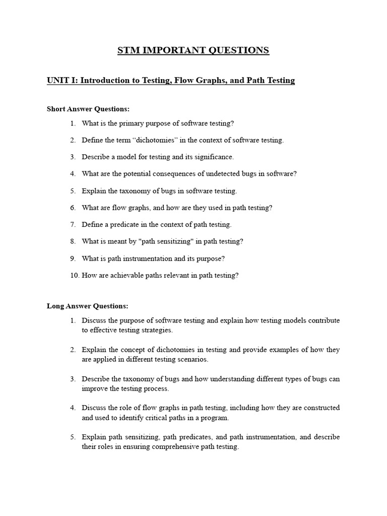 STM IMPORTANT QUESTIONS | PDF