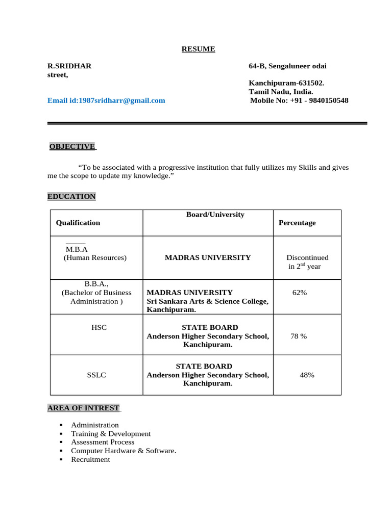 Resume Sri | PDF