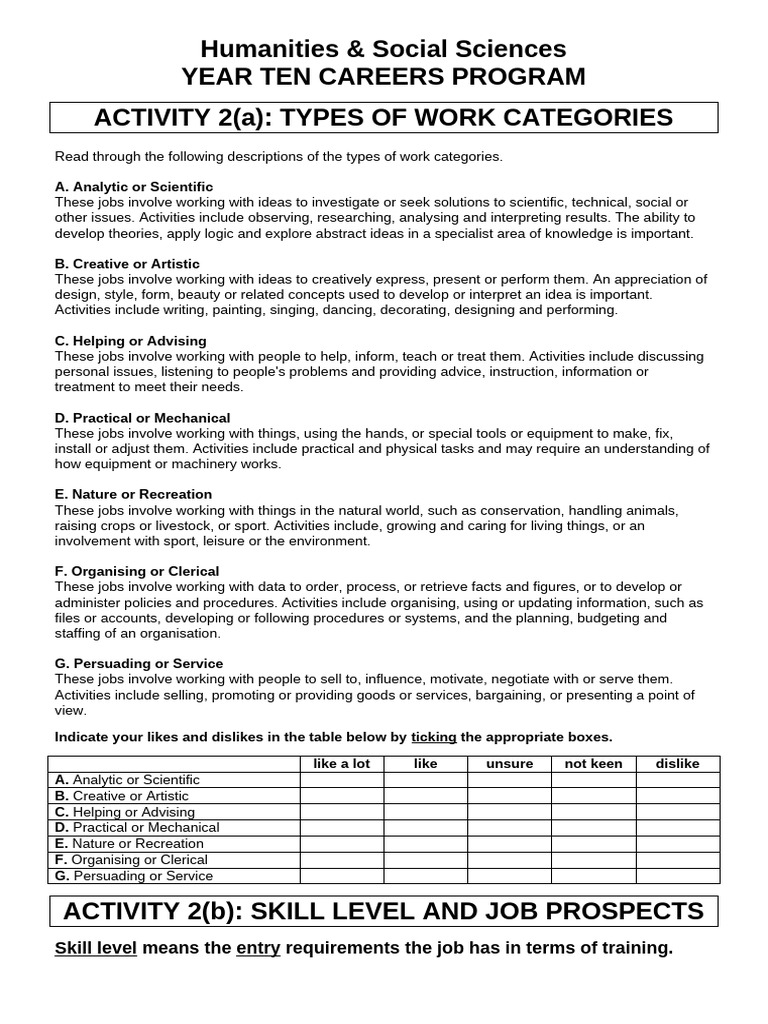 Careers Activity 2 | PDF