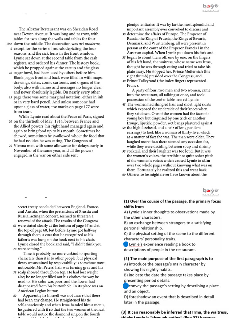 Reading Passage Practice Assignment 1 | PDF