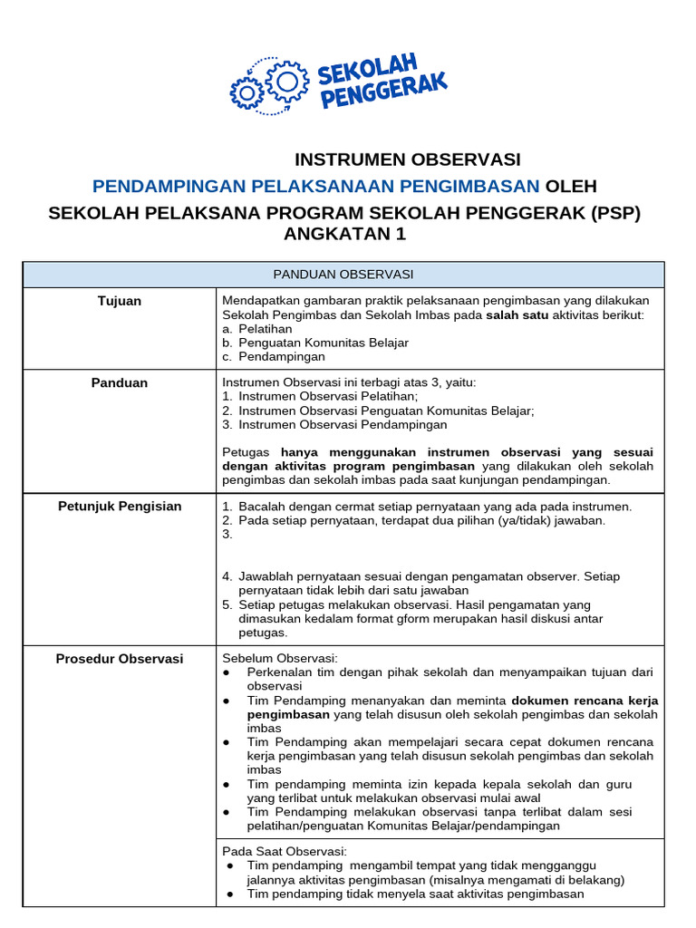 Instrumen Observasi | PDF