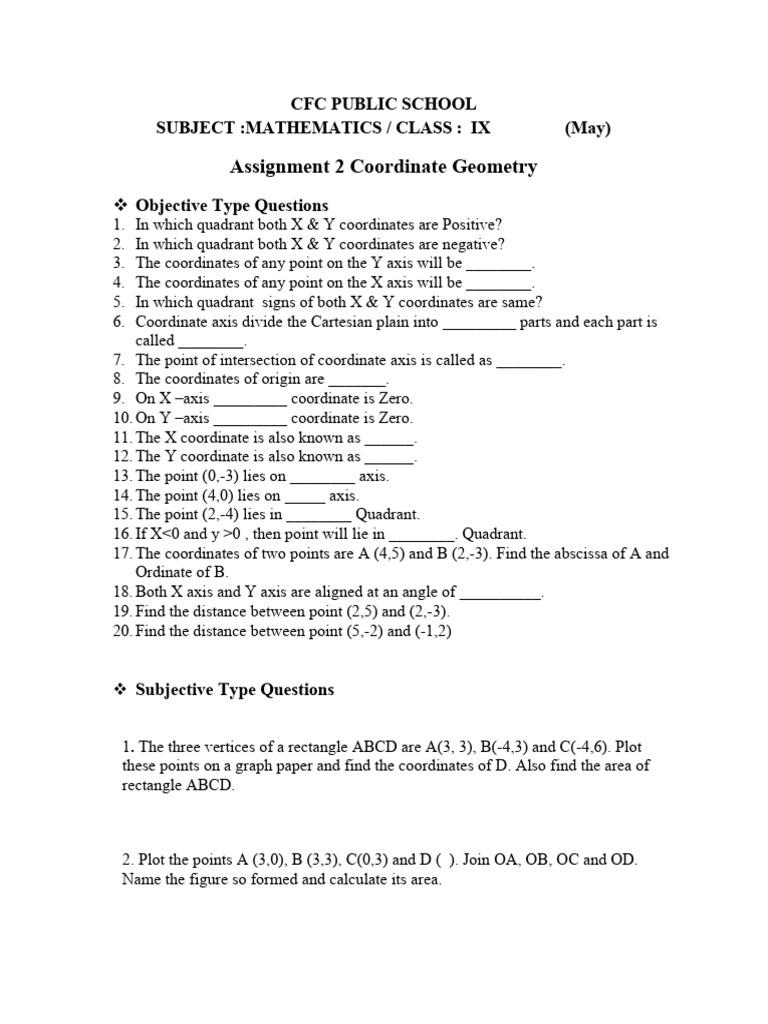 Assignment Coordinate and Polynomials | PDF | Teaching Methods & Materials | Science & Mathematics