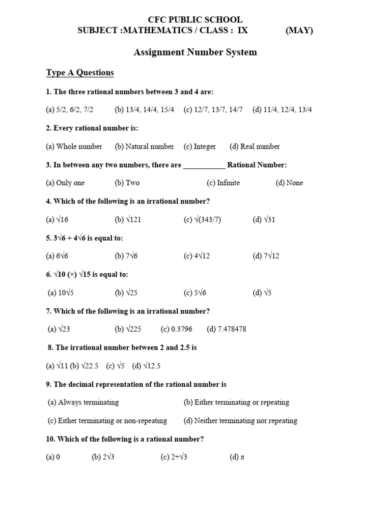 Assignment Number System NEW | PDF