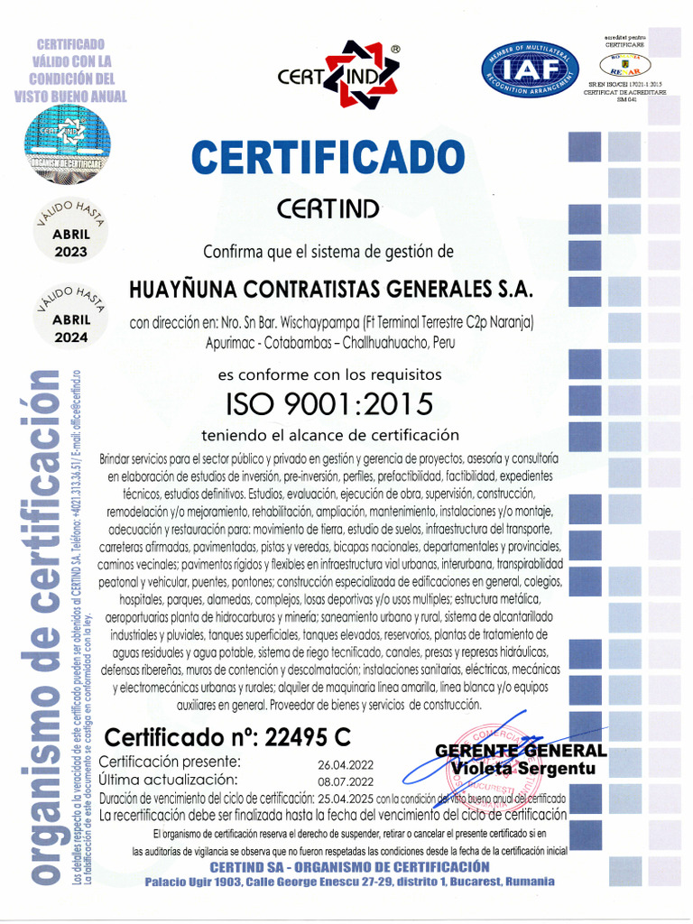 CERTIFICACIONES ISO | PDF