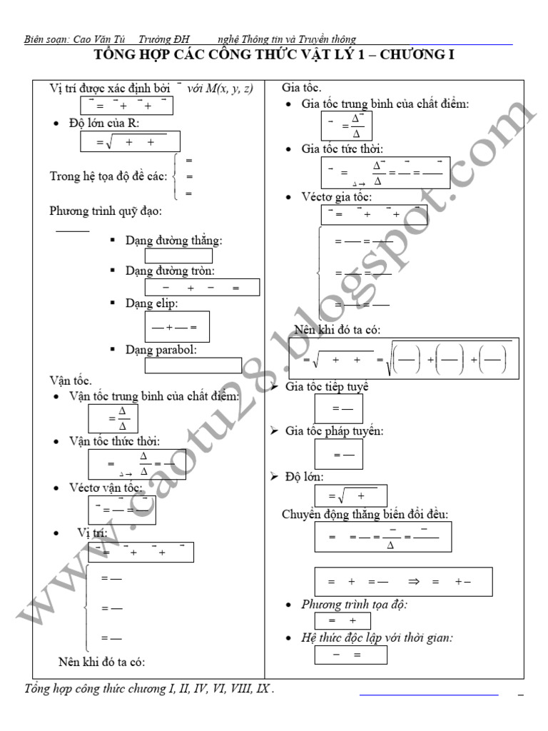 Vat Ly Dai Cuong 1 Cong Thuc Ly 1 (Cuuduongthancong - Com) | PDF | Vietnamese People | Vietnam