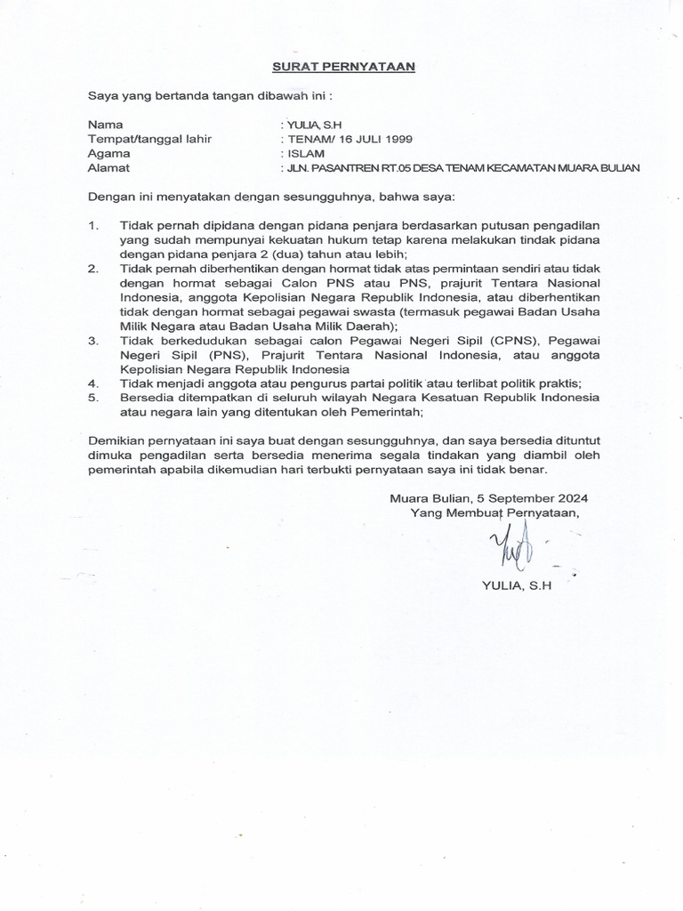 Scan Surat Pernyataan | PDF