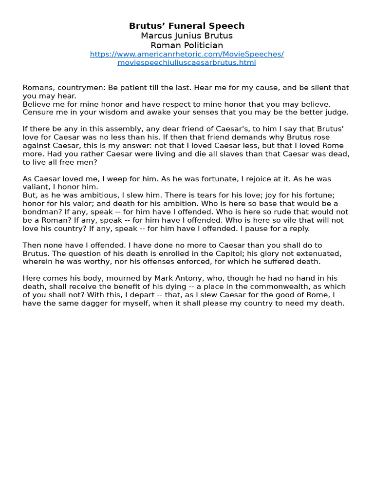 Brutus-Mark-Antony-Funeral-Speeches 3 | PDF