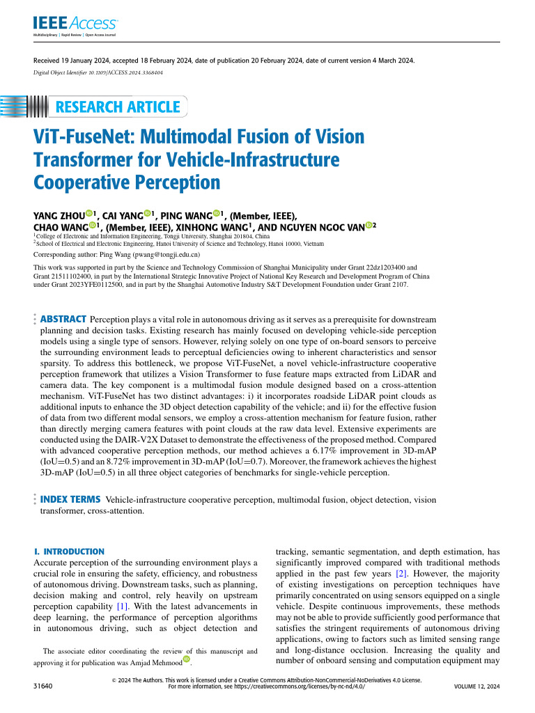 ViT-FuseNet Multimodal Fusion of Vision Transformer For Vehicle-Infrastructure Cooperative ...