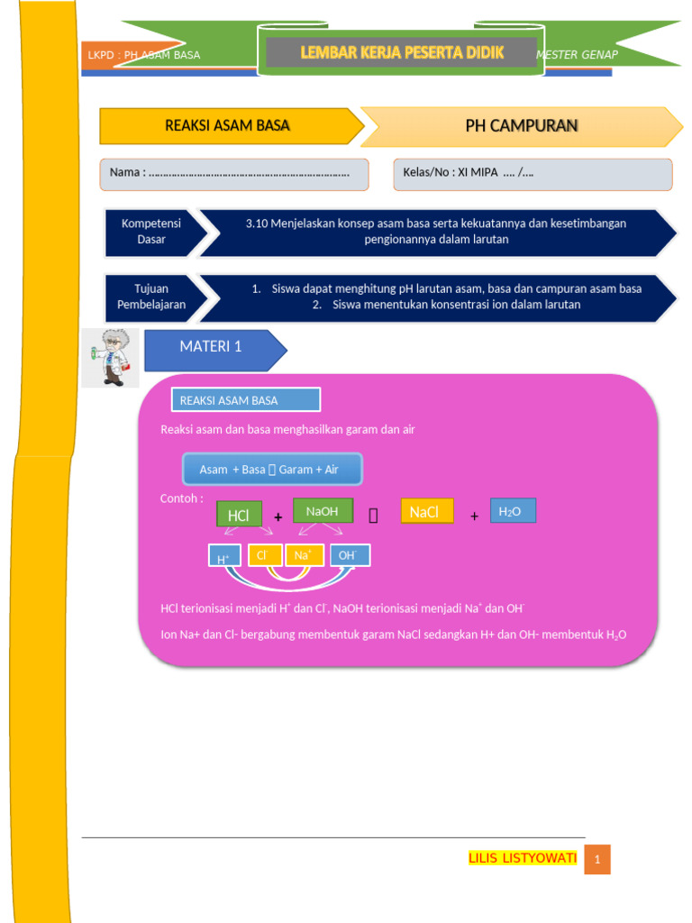 (123dok - Com) LKPD Reaksi Asam Basa PH Campuran | PDF