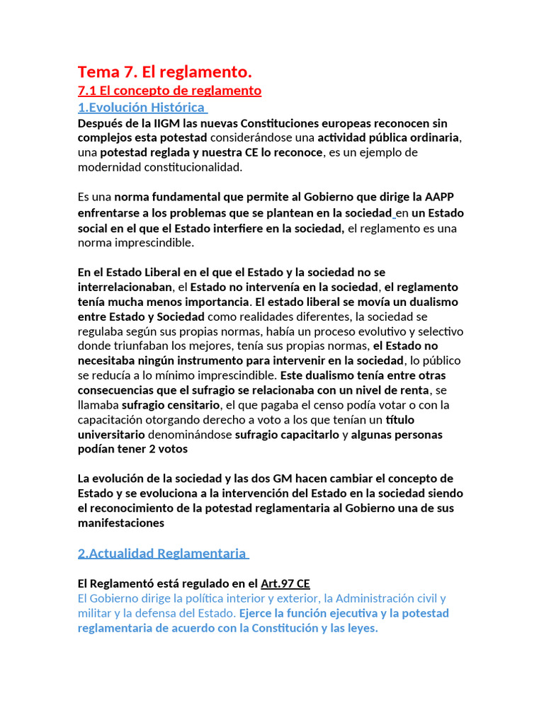 Tema 7 Los Reglamentos | PDF
