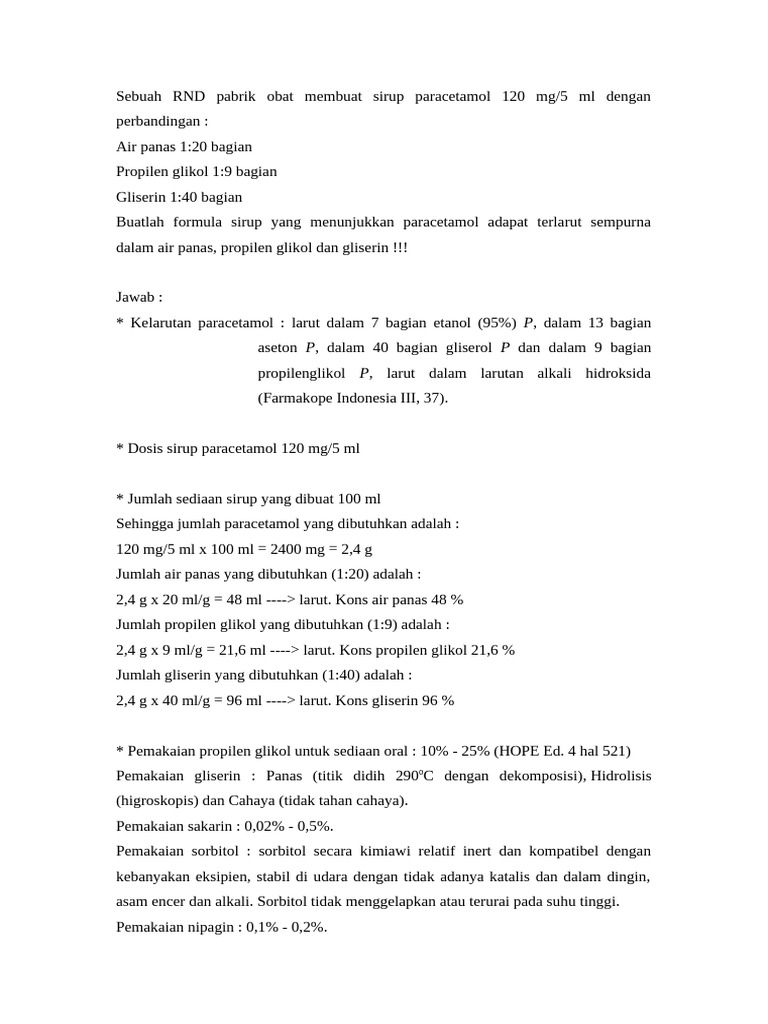 Formulasi Sirup Paracetamol | PDF