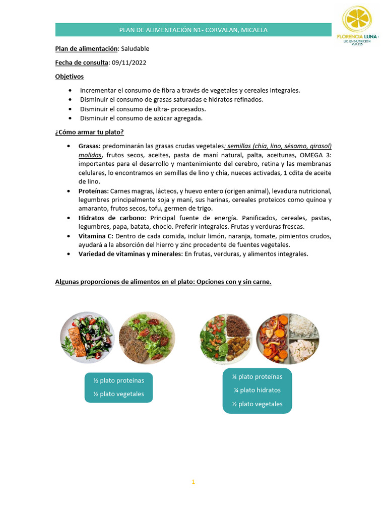 Plan de Alimentación N1 - Corvalan, Micaela | PDF