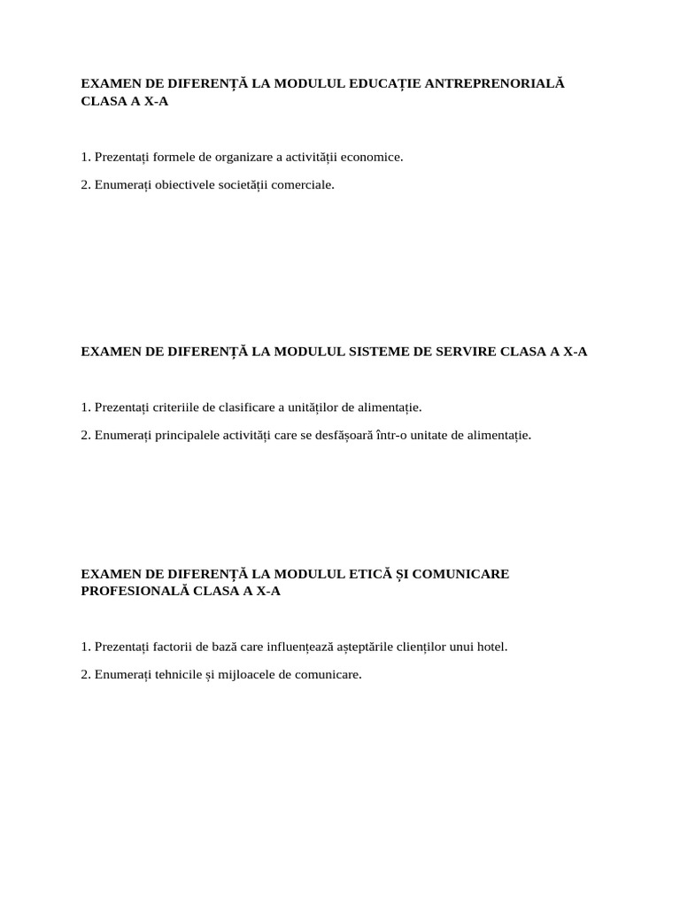 Examen de Diferență La Modulul CG Clasa A X | PDF