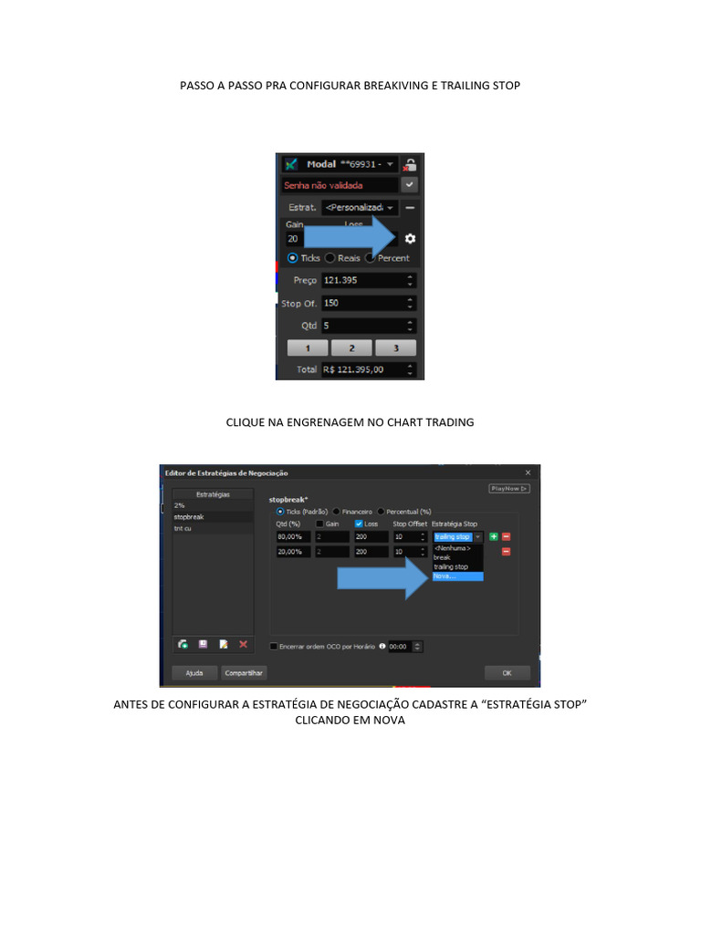 PASSO A PASSO PRA CONFIGURAR BREAKIVING E TRAILING STOP | PDF