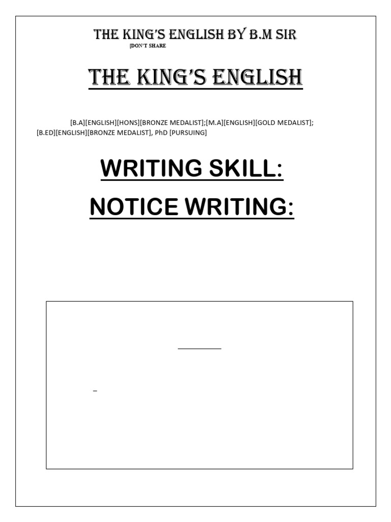 Notice, E-Mail, Article, Diary Writing Skill Part-2 | PDF
