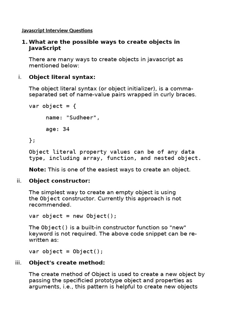 Javascript - Interview Questions | PDF