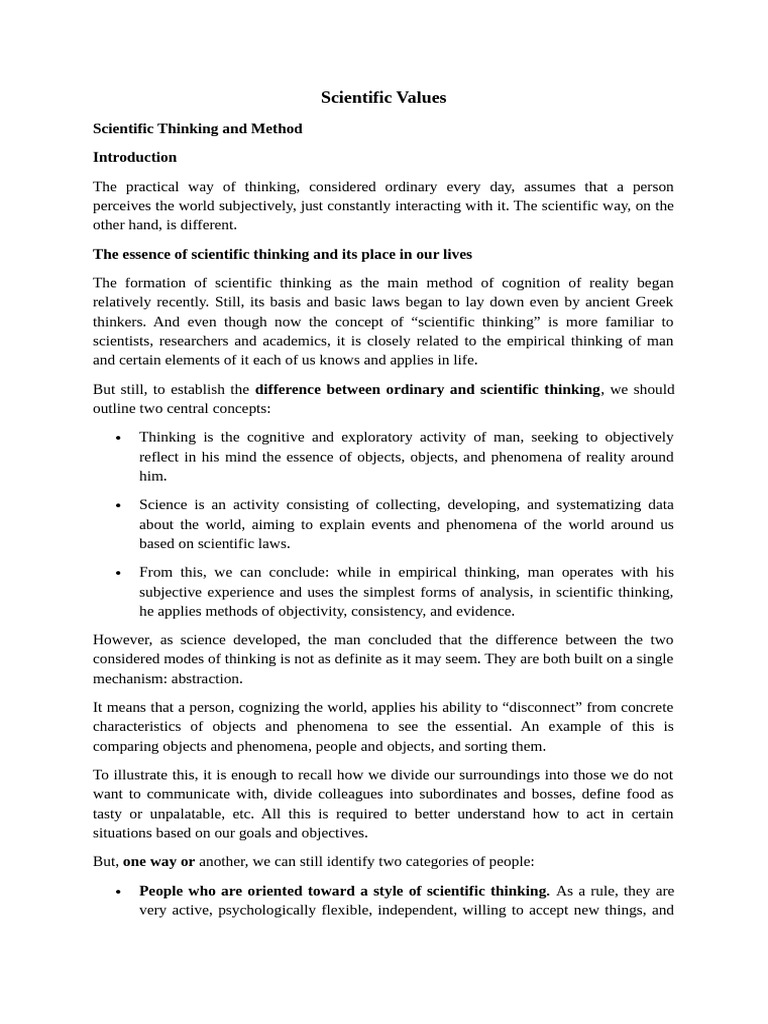 Unit 3 Scientific Values | PDF