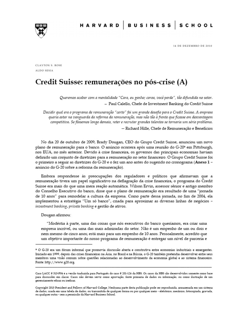 Credit Suisse Case HB | PDF | Banking | Career & Growth