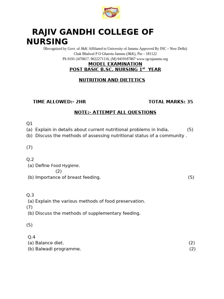 Nutrition PBBSC Model | PDF