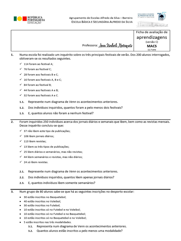 Tarefa2 (Probabilidades) | PDF