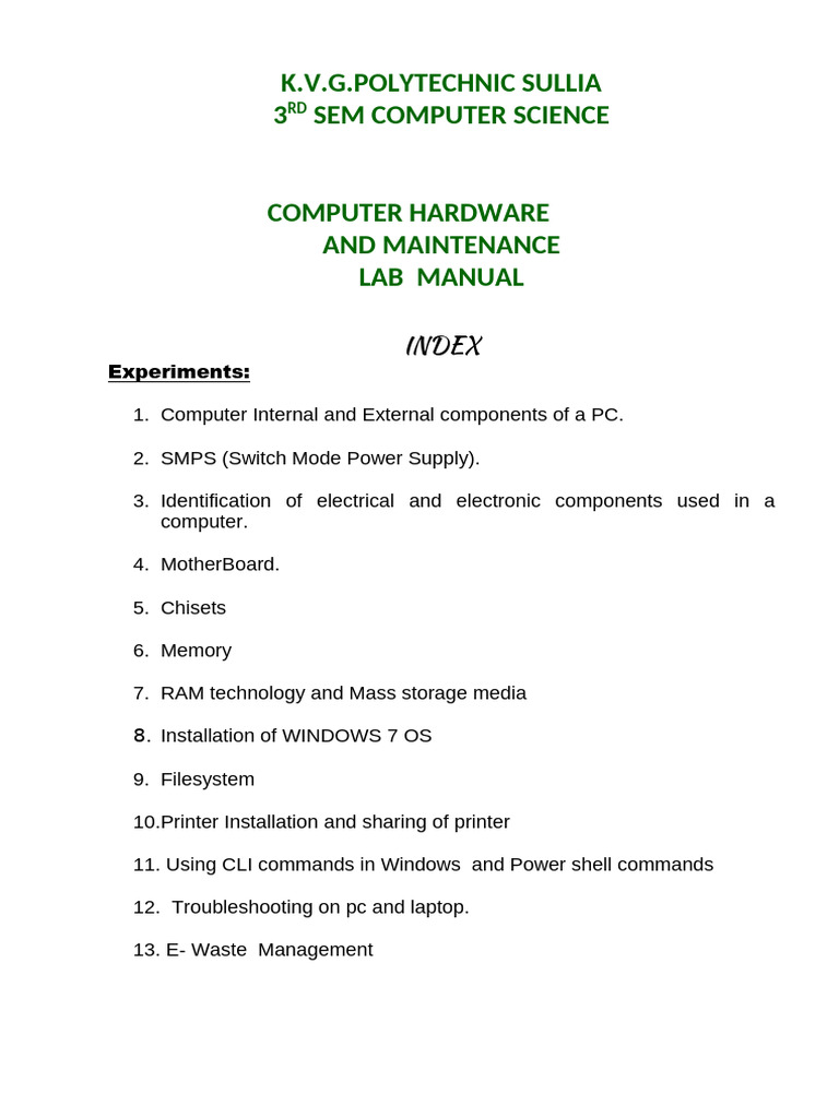 Hardware Record Mannual | PDF