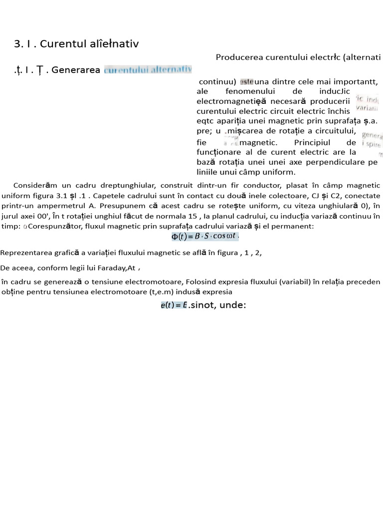 Generarea Curentului Alternativ 1 | PDF