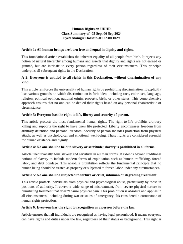 Human Rights On UDHR | PDF