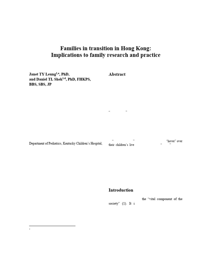 Article - Families in Transition in Hong Kong | PDF