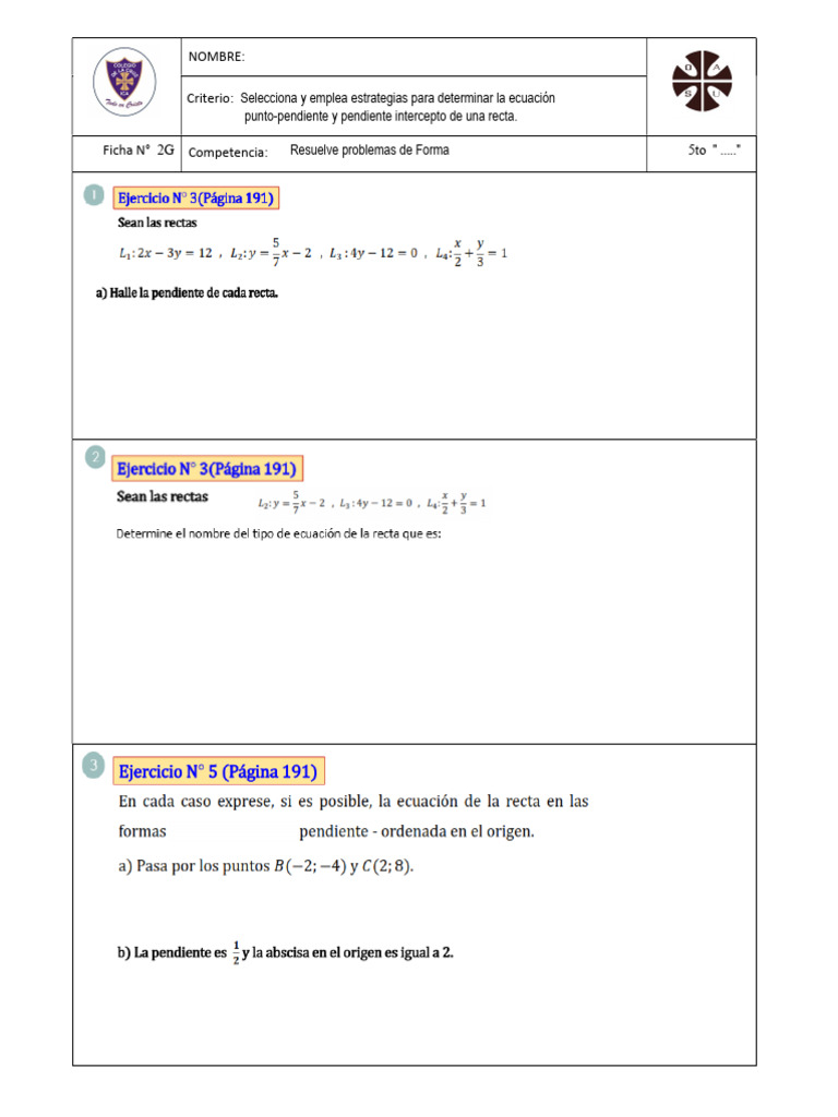 V° SEC FORMA Ficha #2G | PDF