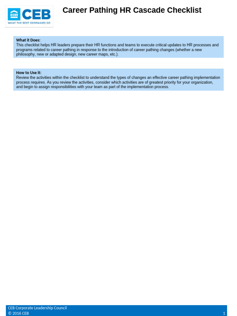 2.5 Career Pathing HR Cascade Checklist | PDF | Recruitment | Incentive