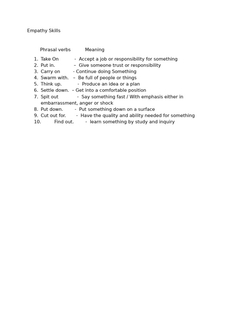 Empathy Skills - Phrasal Verbs | PDF