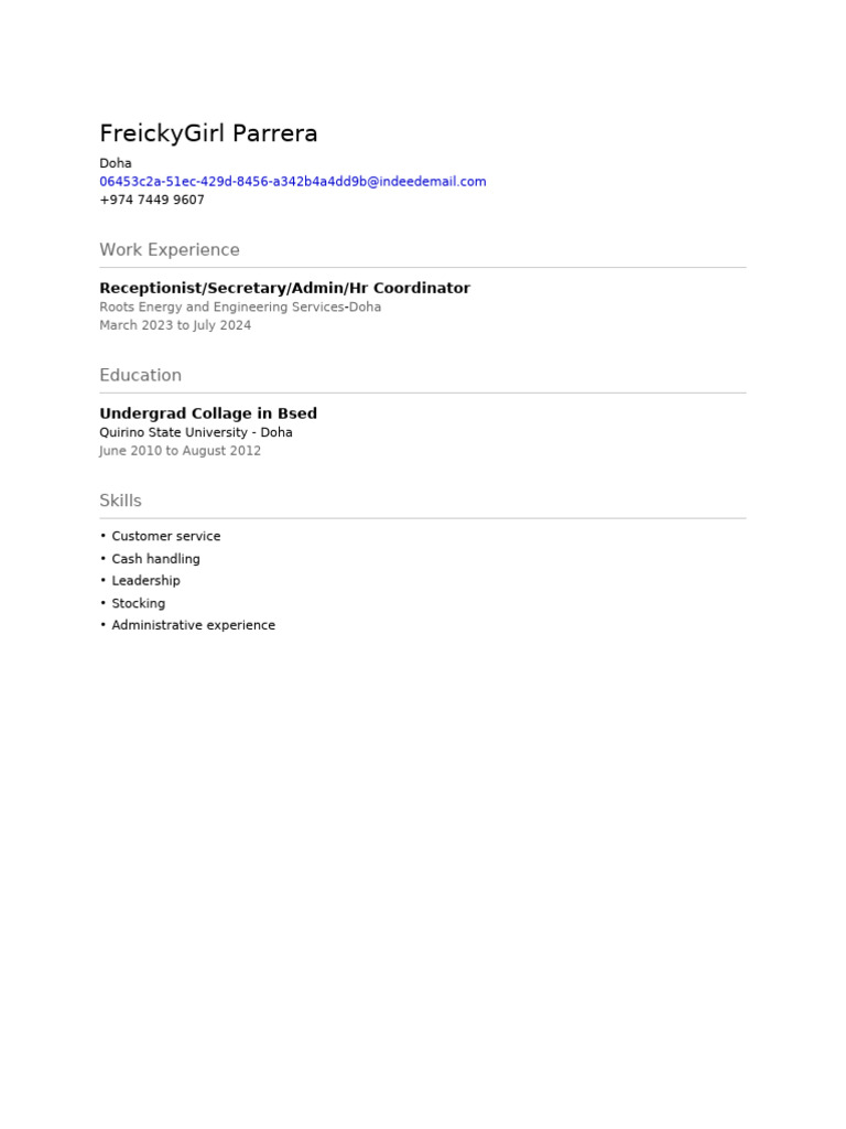 Resume Fre Icky Girl Parr Era | PDF