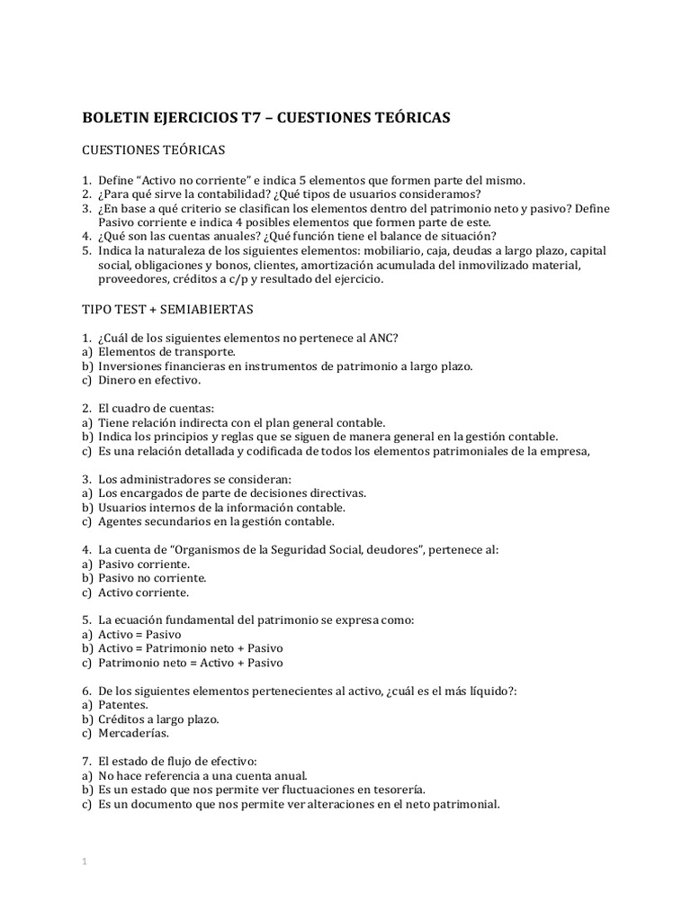 Boletin Ejercicios T7 P2 - Cuestiones Teóricas | PDF