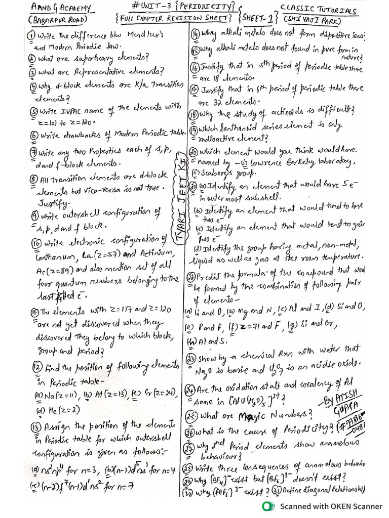 Ch-3 Worksheet-1 Cbse 11th | PDF