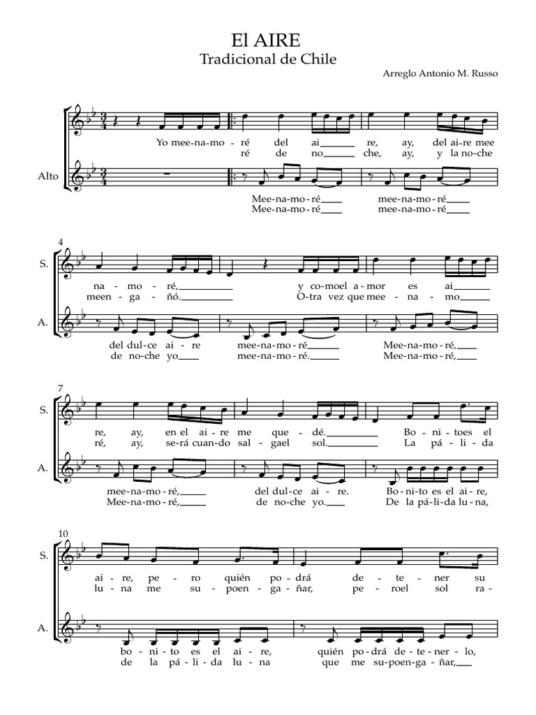 El Aire - Tradicional de Chile - Partitura Completa | PDF
