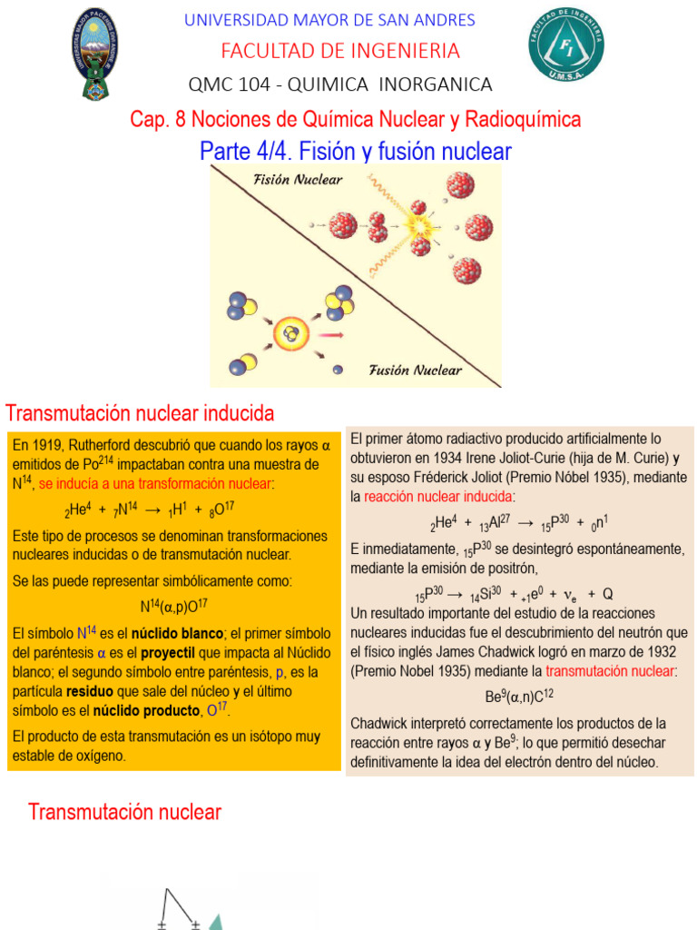 8 Nociones de Química Nuclear y Radioquímica. Parte 4 Fisión y Fusión ...