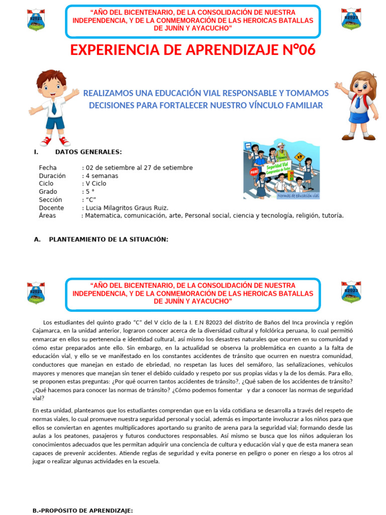 Experiencia de Aprendizaje Setiembre Quinto Grado | PDF