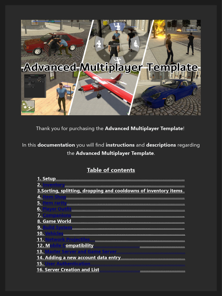Advanced Multiplayer Template Documentation | PDF
