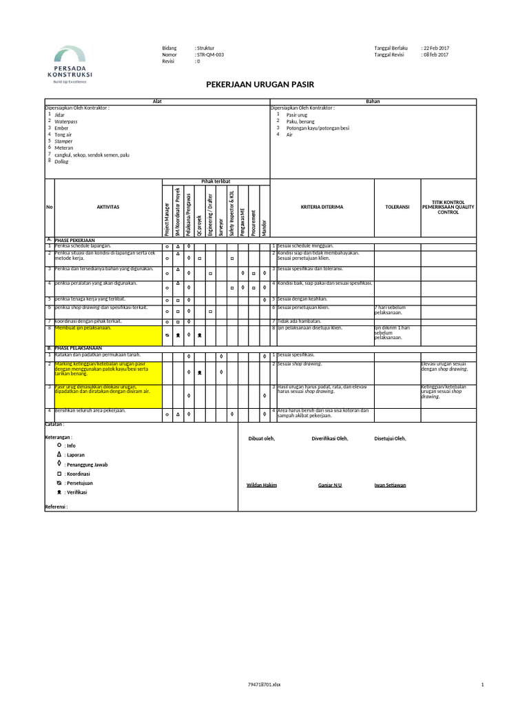STR QM 003 Pek. Urugan Pasir | PDF
