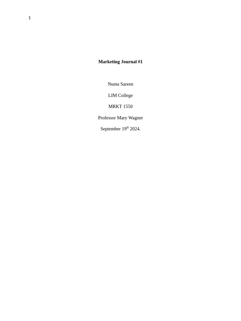MRKT1550 Journal1 Sareen | PDF